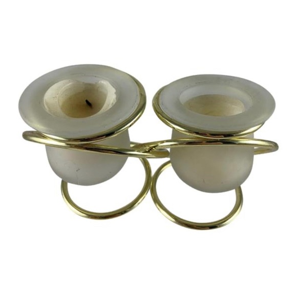 Vintage | Accents | Double Intertwine Gold White Candle Stand Decor ...